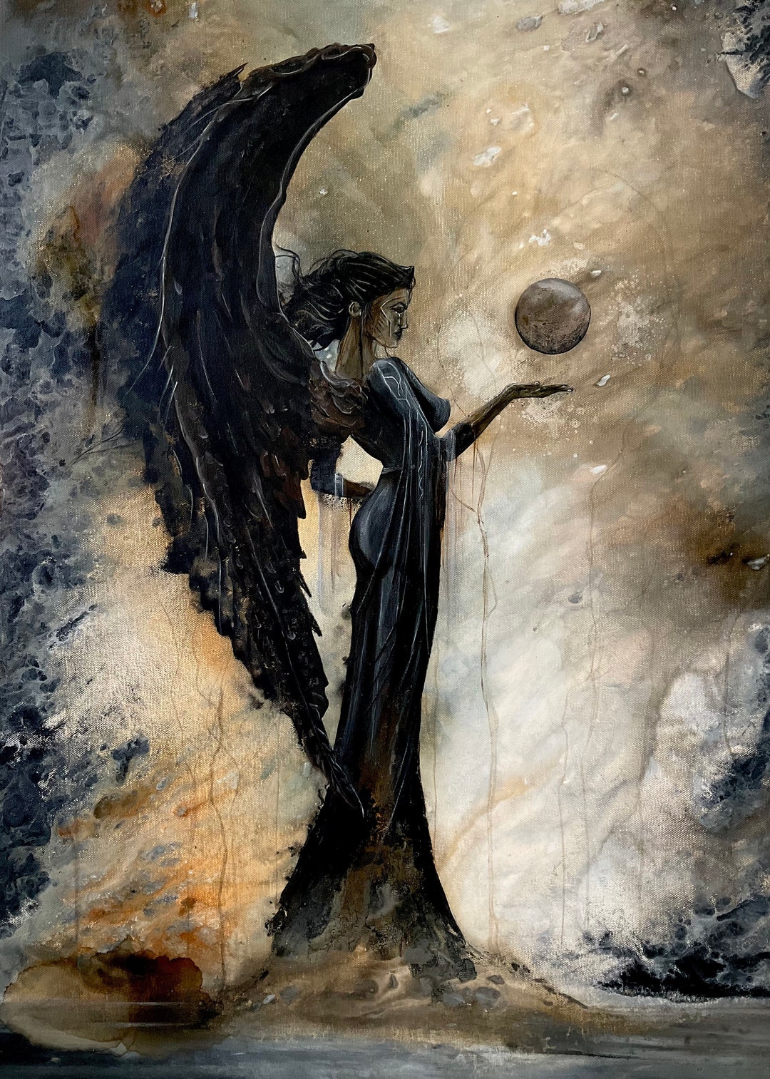 Beyond Salvation - Angelic Art Print - Sad Fallen Angel Woman in ...