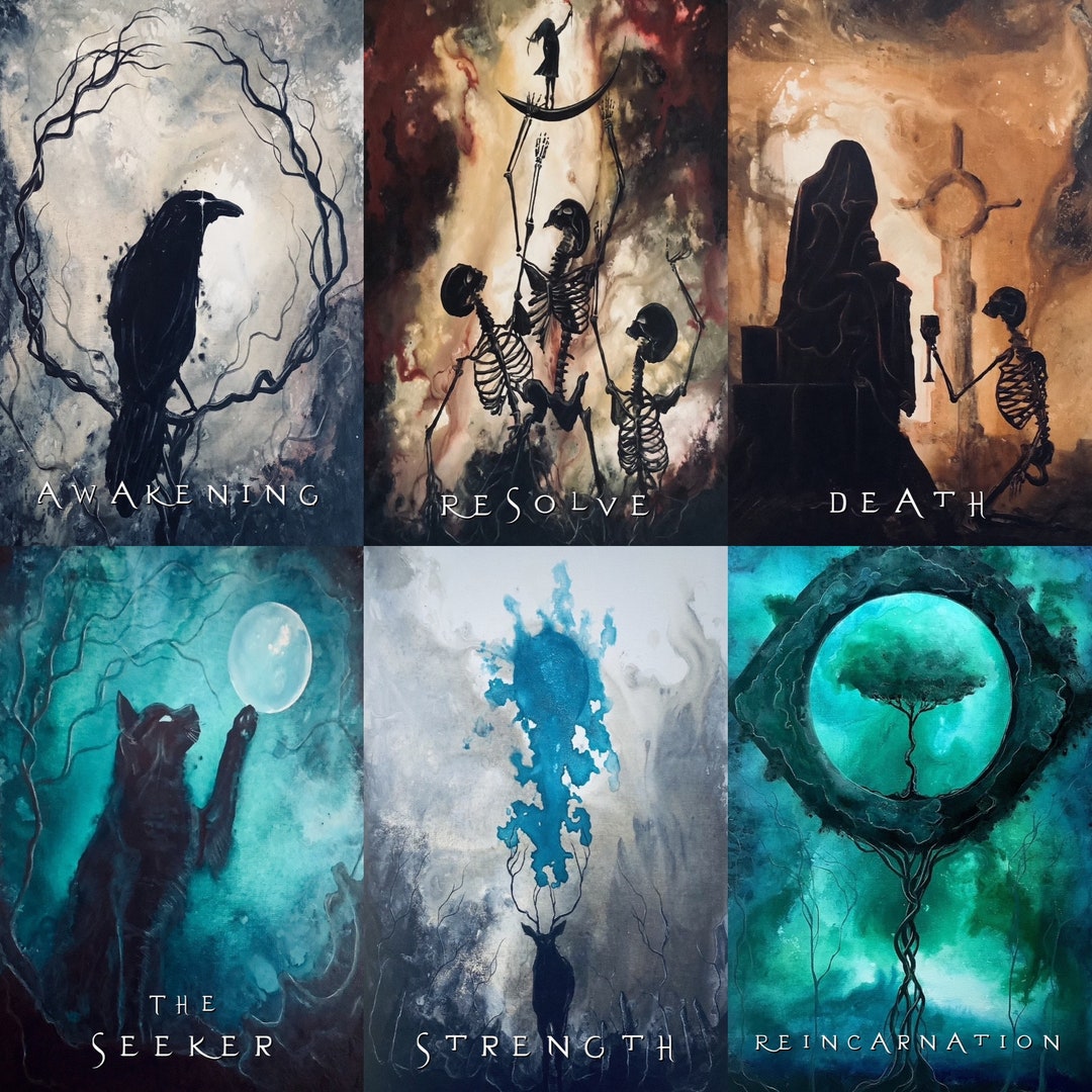 Spirits & Shadows Art Print Bundle Six Lustrous Mini Oracle Card Prints ...