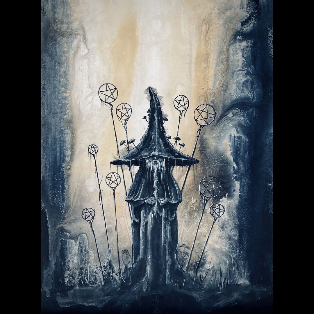 My Work is Done Here Original Painting Peaceful Hermit Gnome Goblin ...