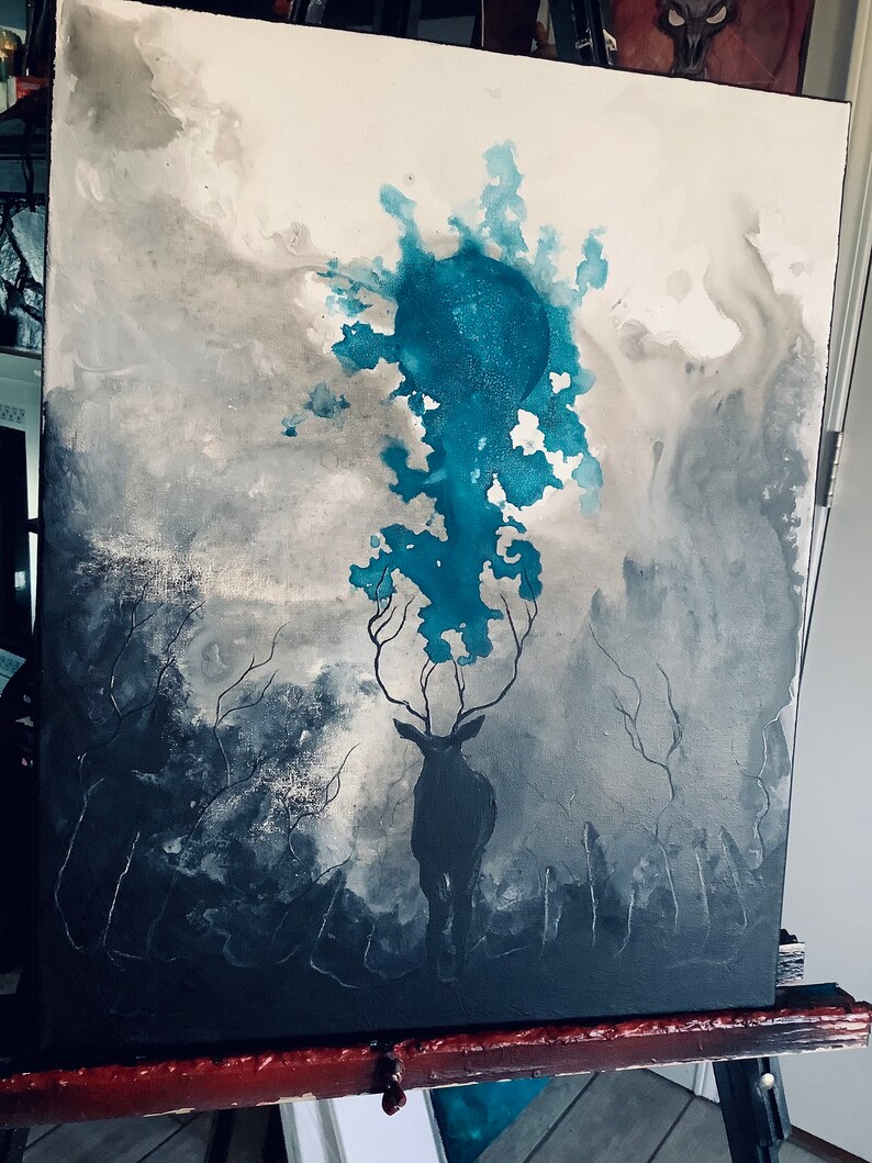 Nocturnus Lustrous Art Print Shadow Stag in Primeval - Etsy