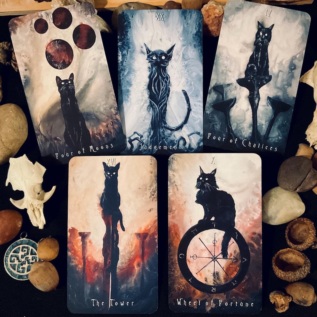The Haunted Cat Tarot Deck - 78 Card Tarot Deck Featuring Original ...