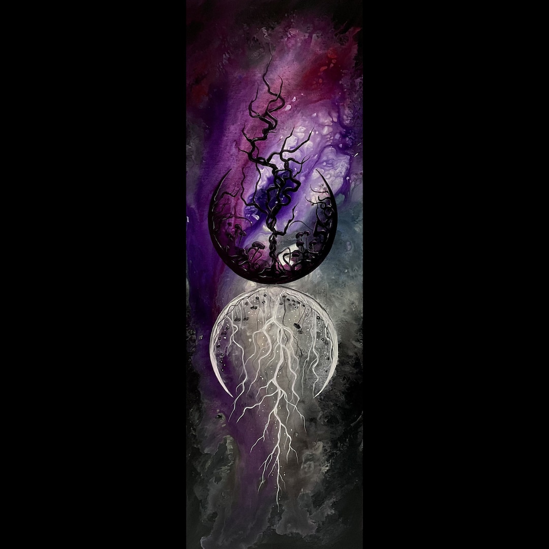 Soul Descent - Dark Wall Art Print - Twin Surreal Crescent Moons With ...