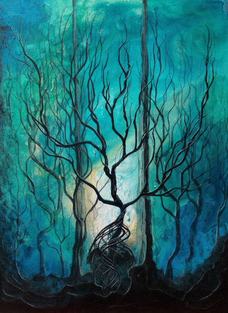 Elysium Tree Original Canvas Painting Mystical Tree in | Etsy