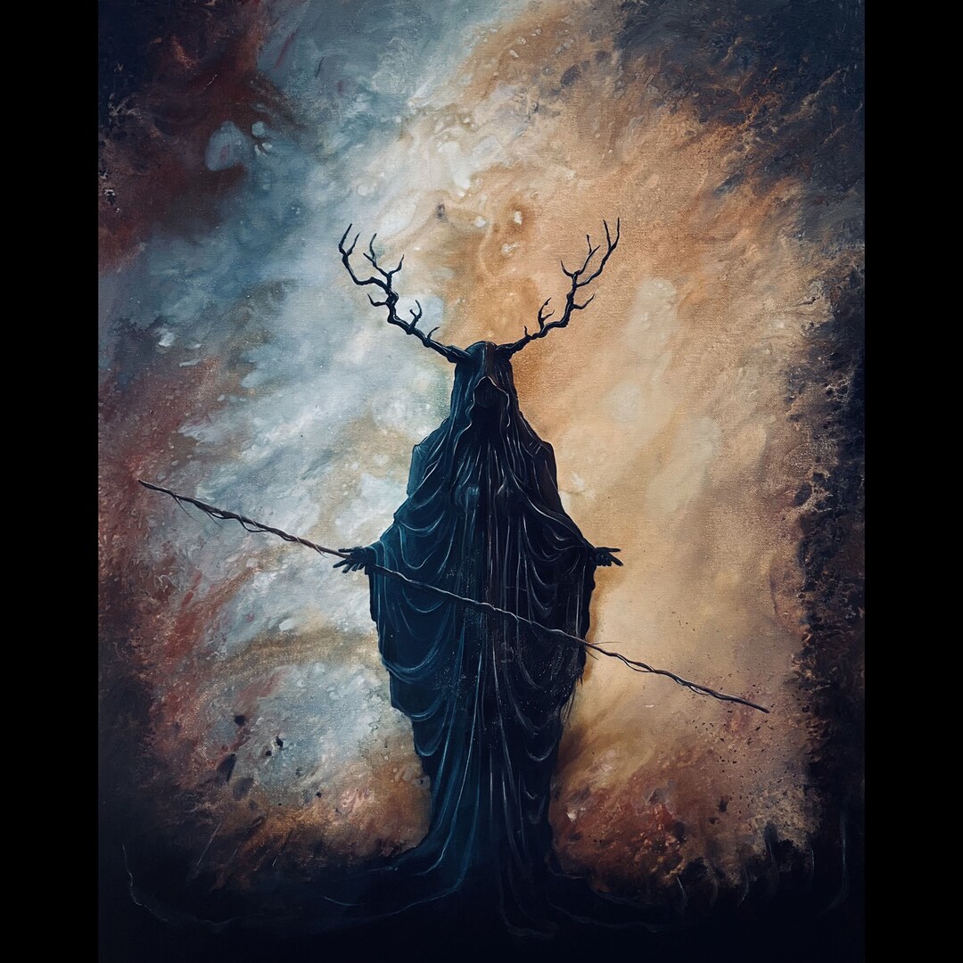 Deified Original Canvas Acrylic Painting Dark Goddess Witch With ...