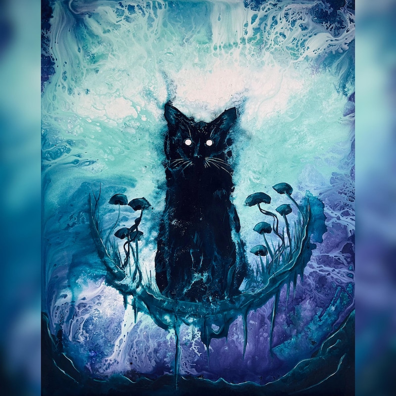 Black Cat Art - Etsy