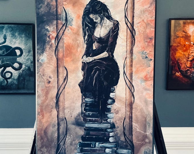 Read Between the Lines - One of a Kind Framed Artwork - Pensive Woman ...