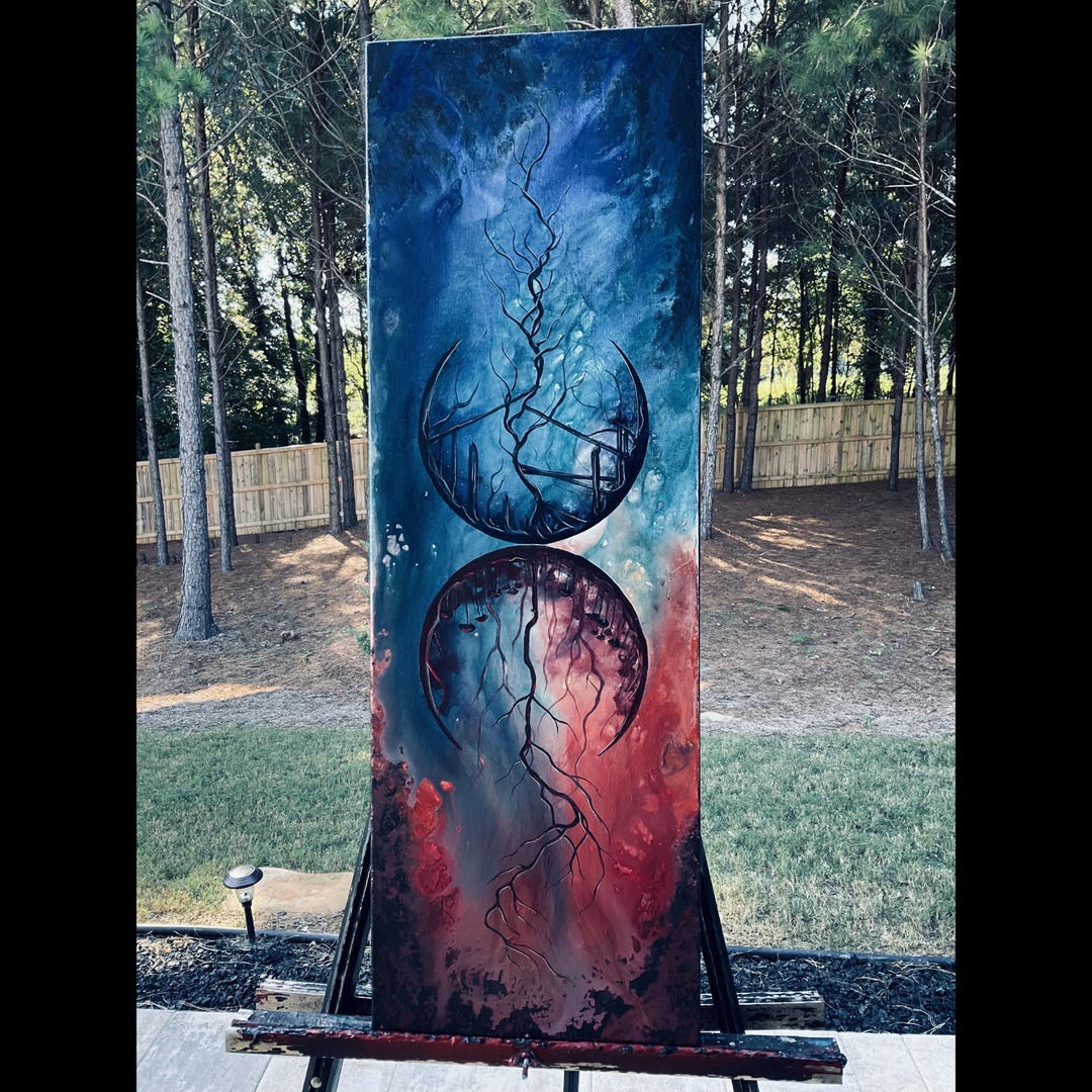 Soul Elemental Original Canvas Painting Twisting & Shadowy Trees Rising ...