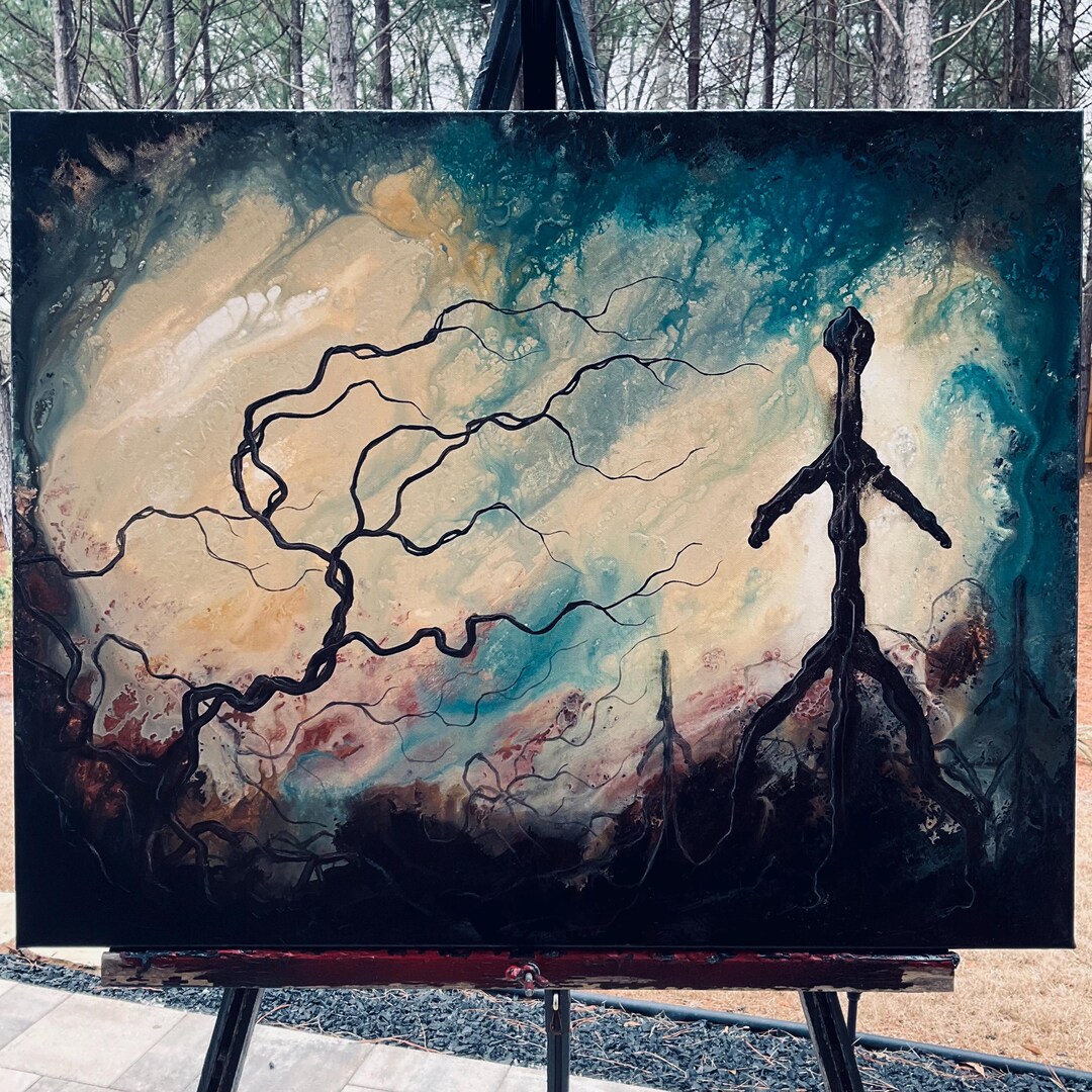 The Dream Unchased Original Canvas Acrylic Painting Surreal Sword Tomb ...