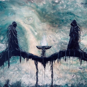 The Bridge of Death - Original Canvas Painting - Cloaked Grim Reapers ...