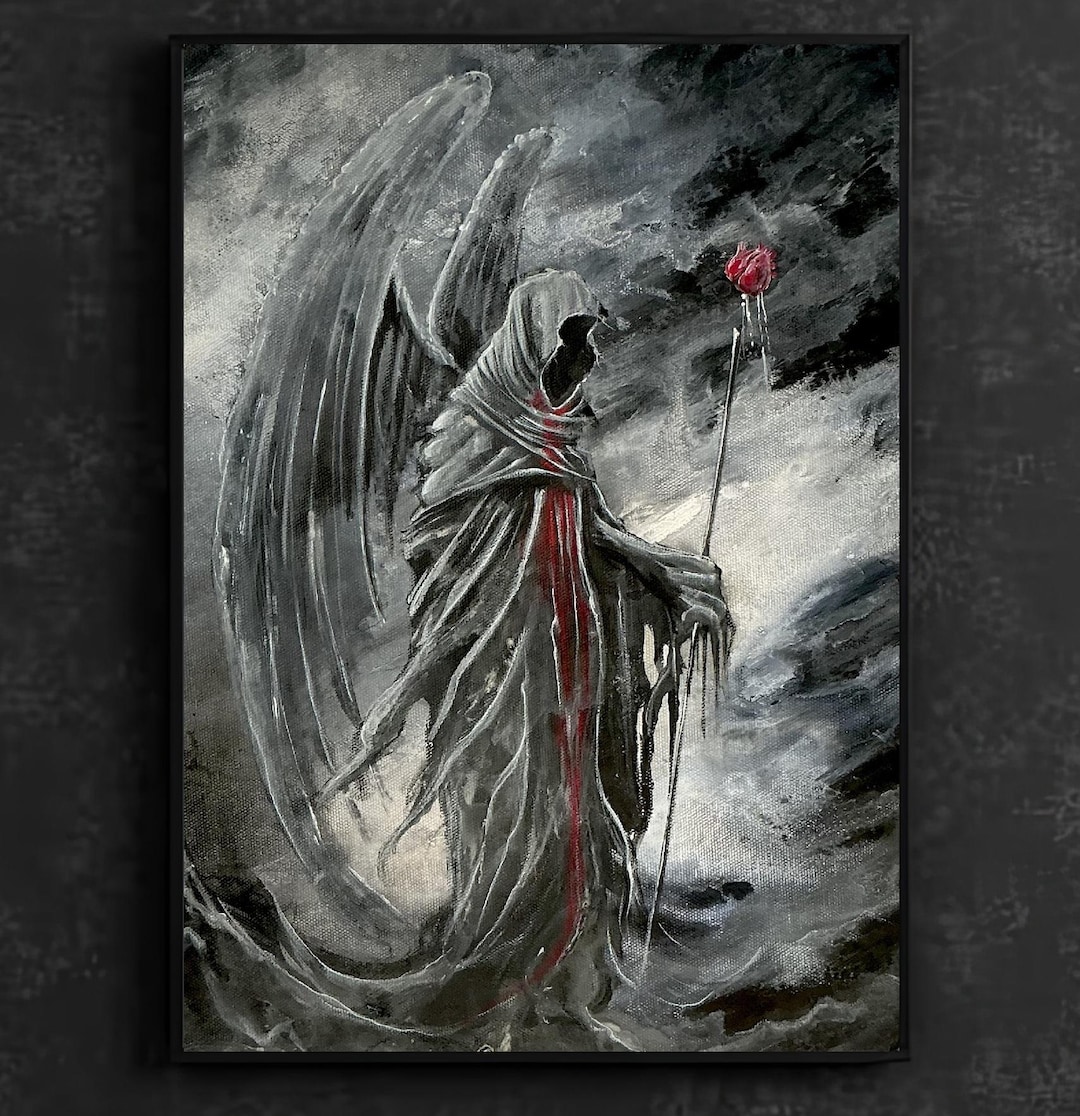 Heartless - Fallen Angel Art Print - Robed Angelic Reaper With Surreal ...