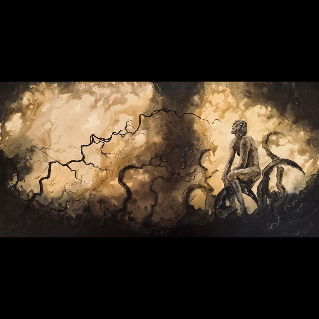 The Solitude of Stone Original Canvas Painting Sad Roman Statue Man ...