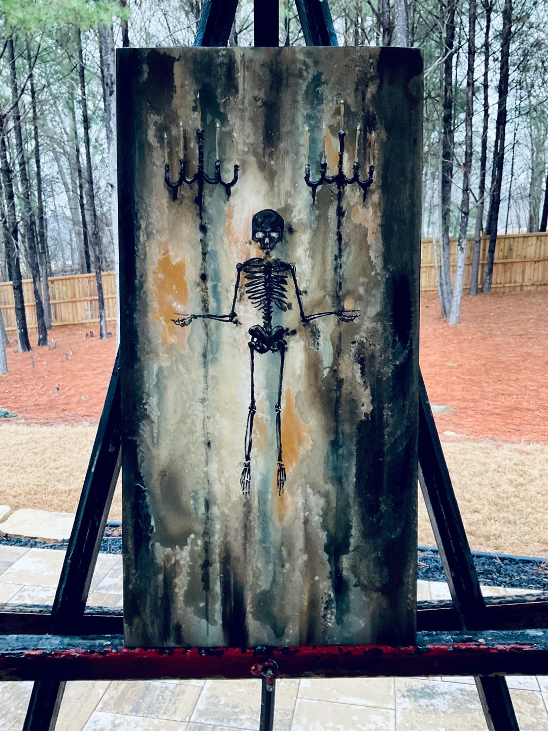 Disenchantment - Original Wood Panel Painting - Dark Sad Skeleton ...