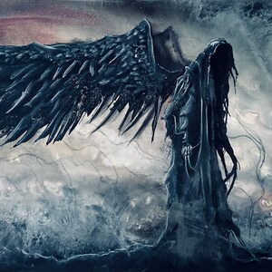 Rags to Ruins - Dark Gothic Art Print - Cloaked Fallen Archangel With ...