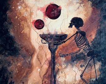 Skeleton Art Print | Etsy