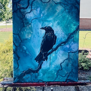 Feather of the Fates - Shadowy Art Print - Proud Dark Shadowy Raven ...