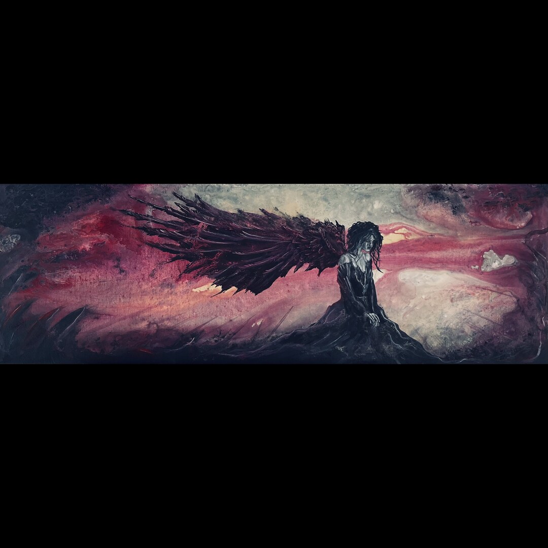 Seraph of Sorrow Dark Gothic Art Print Sad Fallen Archangel With ...