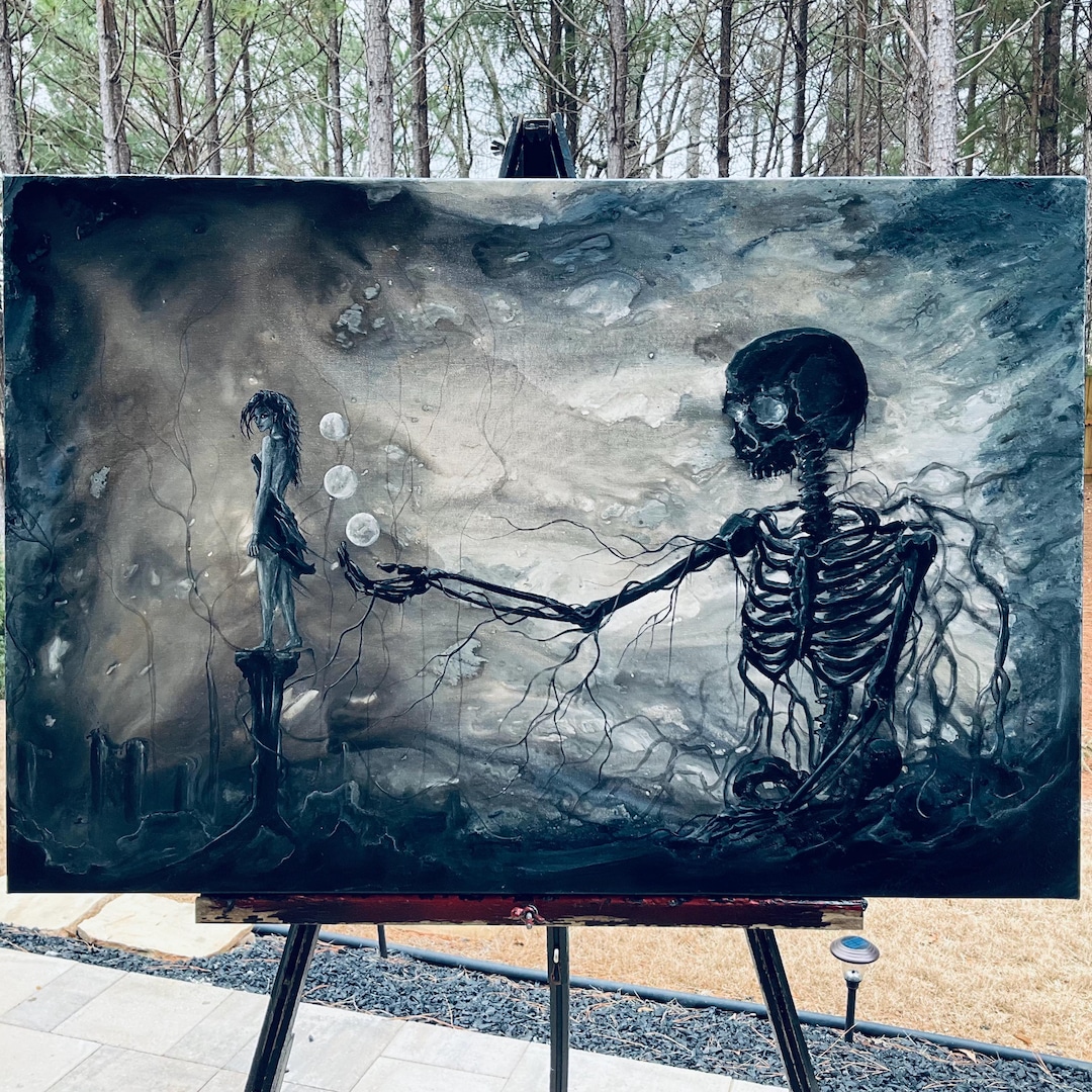 Leaving Luna - Original Canvas Painting - Dark Skeleton Offers Three ...