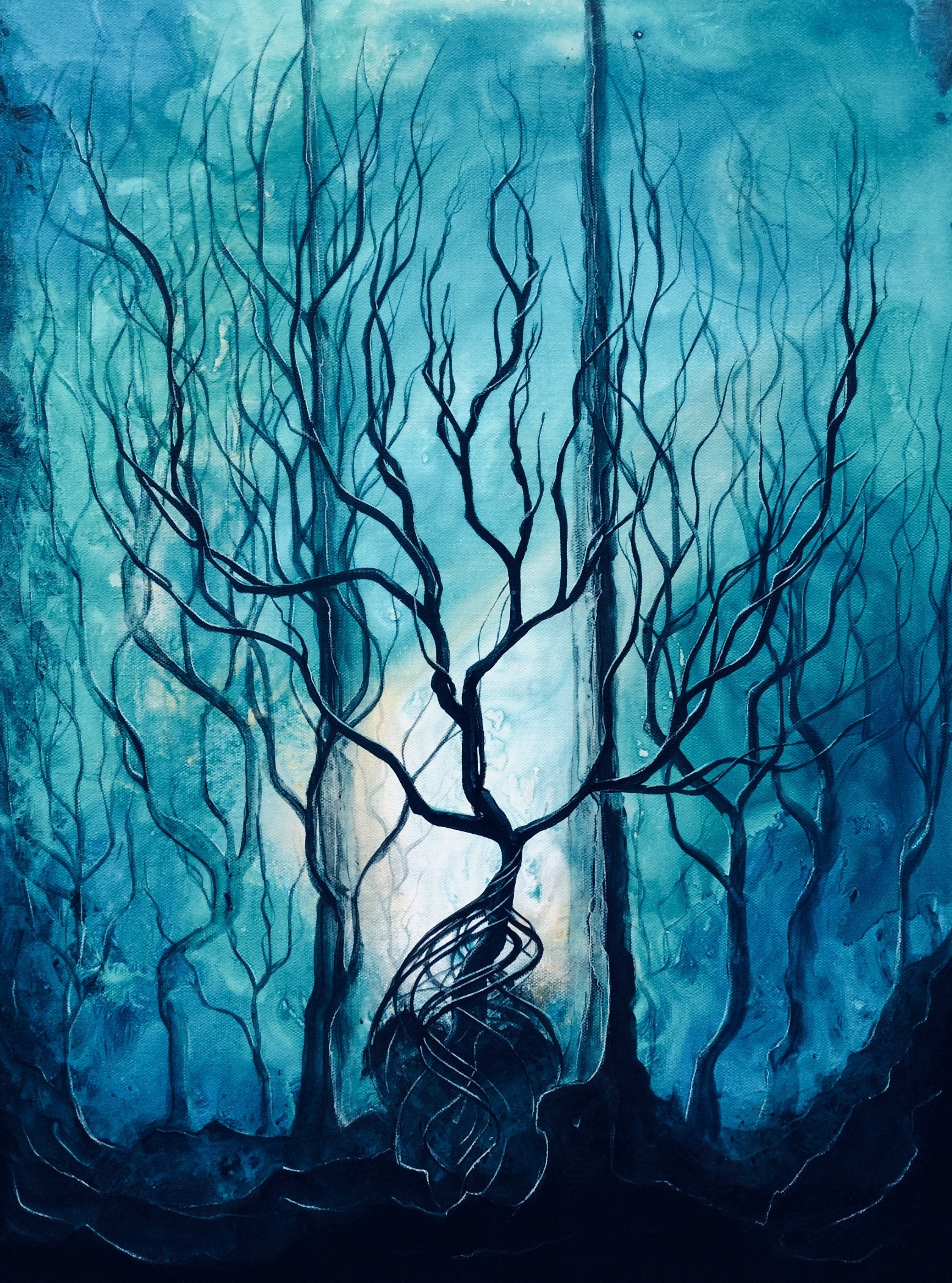 Elysium Tree Original Canvas Painting Mystical Tree in | Etsy