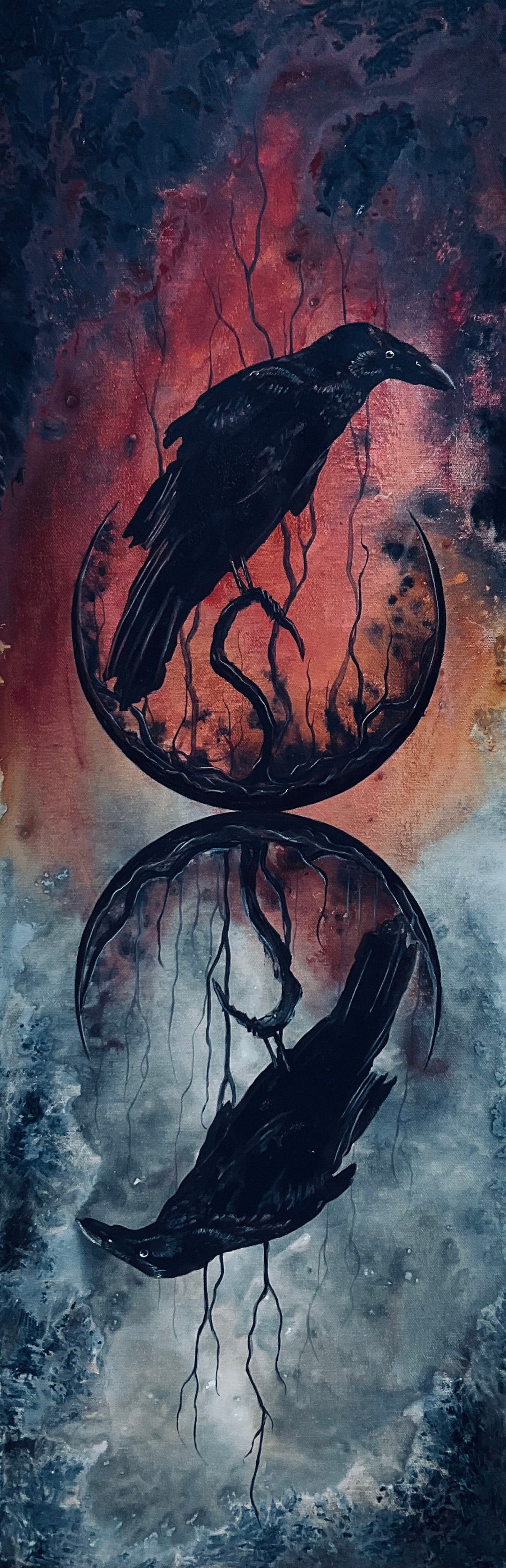 Soul Echoes - Bird Wall Art Print - Two Ravens Reflected on Top of Twin ...