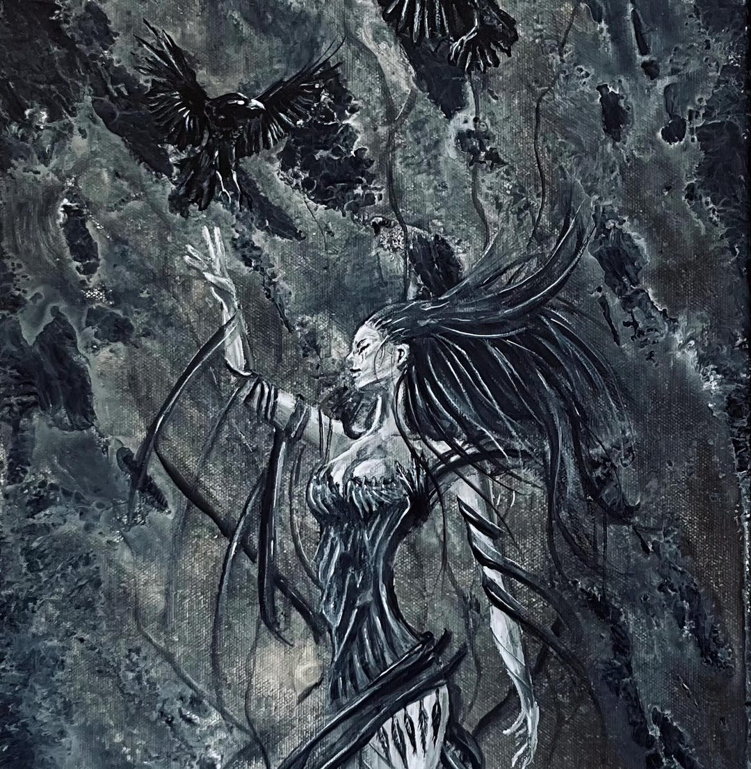 Raven's Remembrance - Gothic Art Print - Dark Lady Dancing Above ...