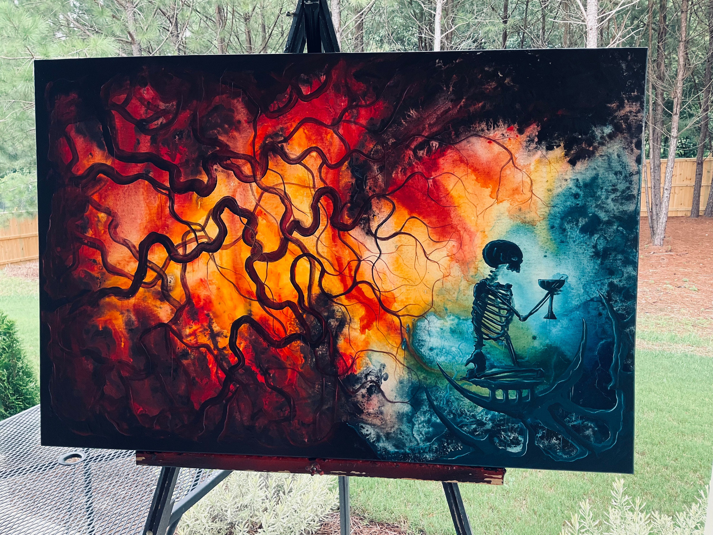 Untouchable Original Canvas Painting Surreal Skeleton at - Etsy