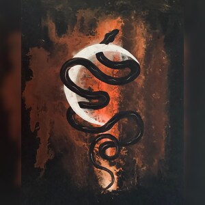 The Moon is Mine - Shadowy Snake Art Print - Dark Serpent in Umber ...