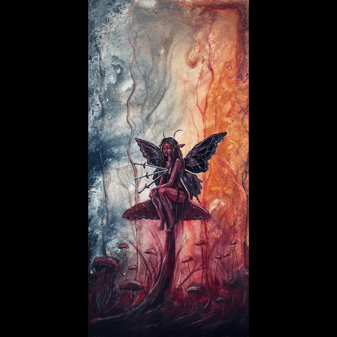 Burden of Blades - Original Painting - Weeping Immortal Faerie With ...