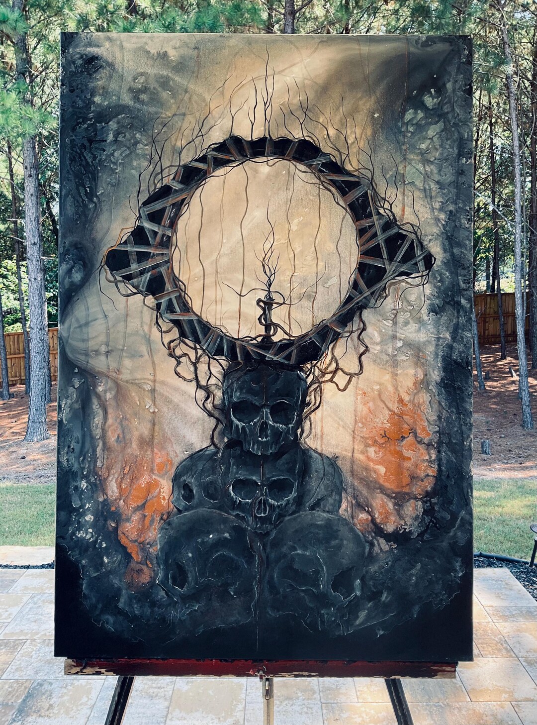 Doomsday Celebration - Original Canvas Painting - Captive Withered Tree ...