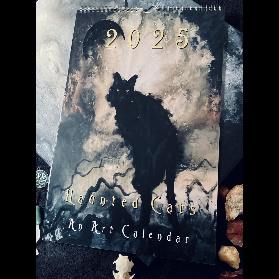 2025 Haunted Cat Wall Calendar 12 Months of Dark, Moody Black Felines ...
