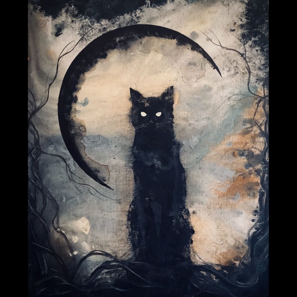 Black Cat Painting - Etsy