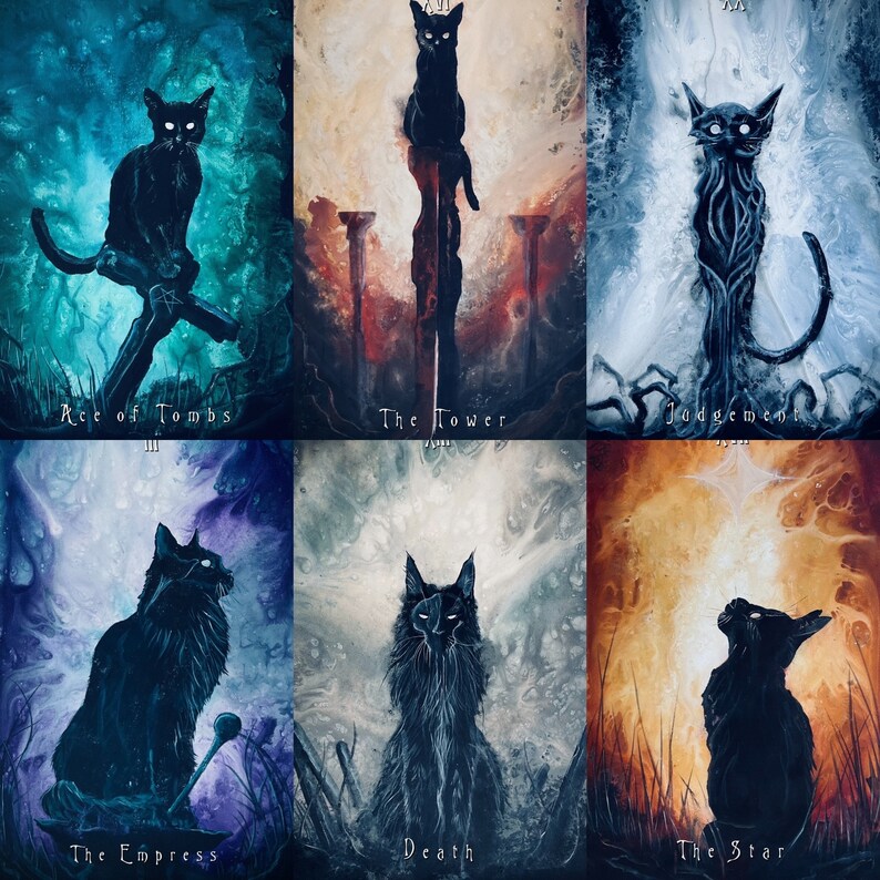 The Haunted Cat Tarot Deck 78 Card Tarot Deck Featuring - Etsy