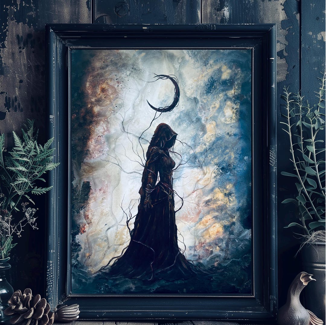 Captive of the Crescent - Dark Art Print - Shadowy Woman in Cloak ...