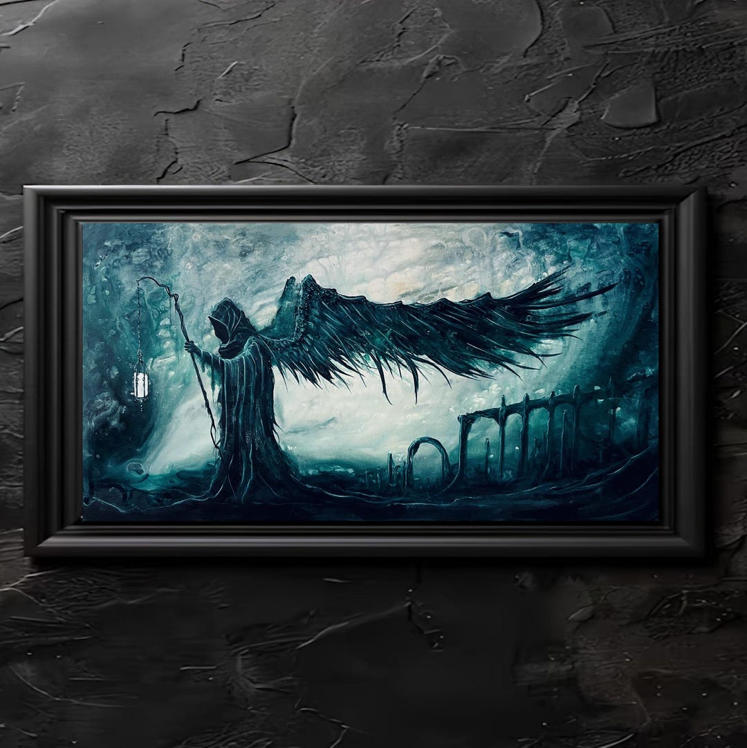 Sorrow of the Styx - Mythical Art Print - Angelic Grim Reaper Charon in ...