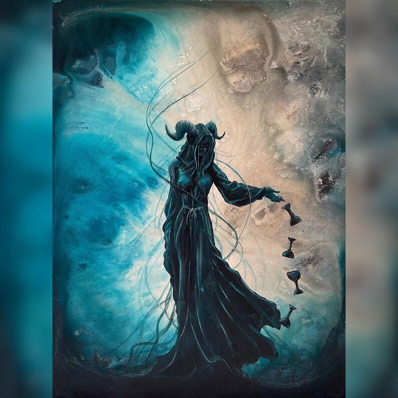 Cast Aside - Tarot Art Print - Shadowy Demon Girl Tosses Four Cups to ...