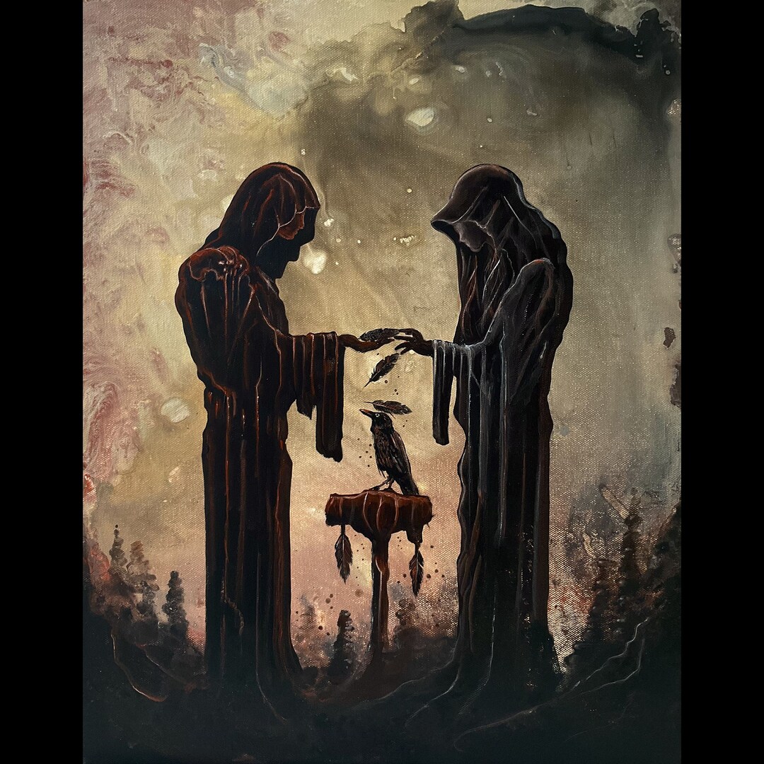 Rites of the Raven Original Canvas Painting Shadowy Robed - Etsy