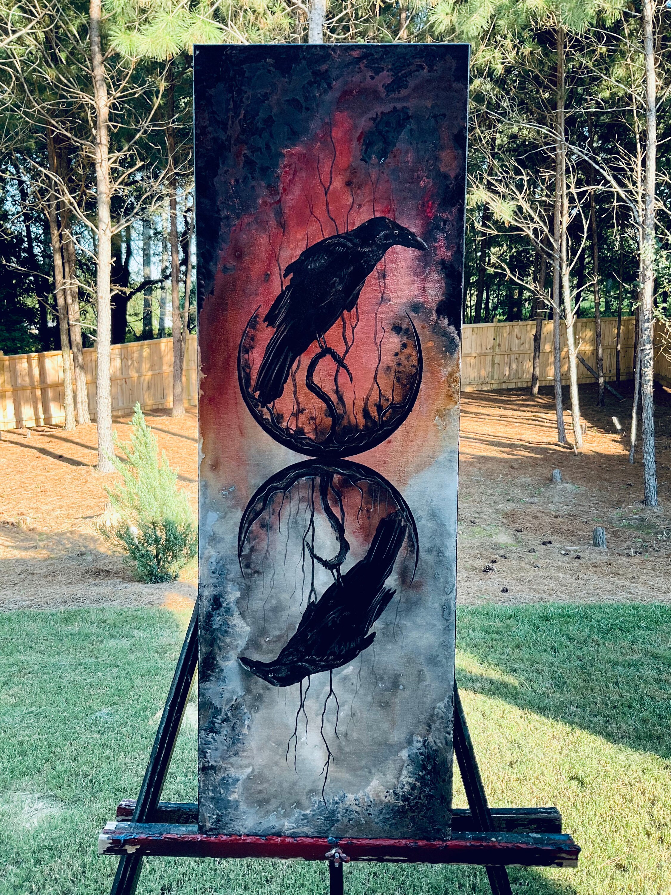 Soul Echoes - Dark Bird Art Print - Two Ravens Reflected on Twin ...