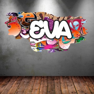 Custom 3D Graffiti Wall Art Decal - Personalized Kids Room Decor ...