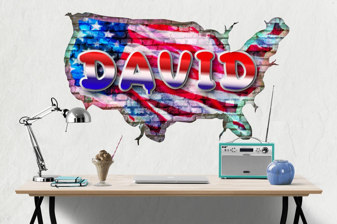 Customizable Graffiti American Flag Vinyl Wall Decal – Personalize With ...