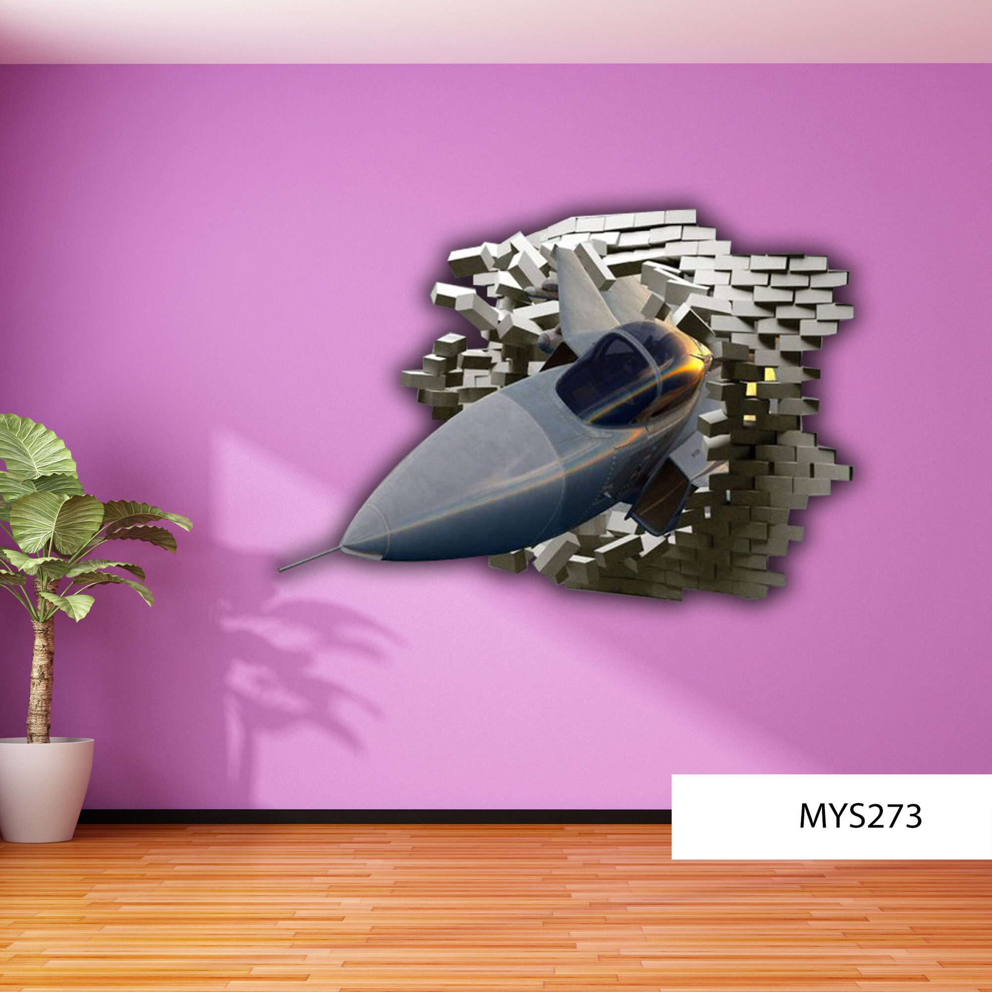 FIGHTER JET STICKER Fighter Jet Sticker Cracked Wall Decal | Etsy