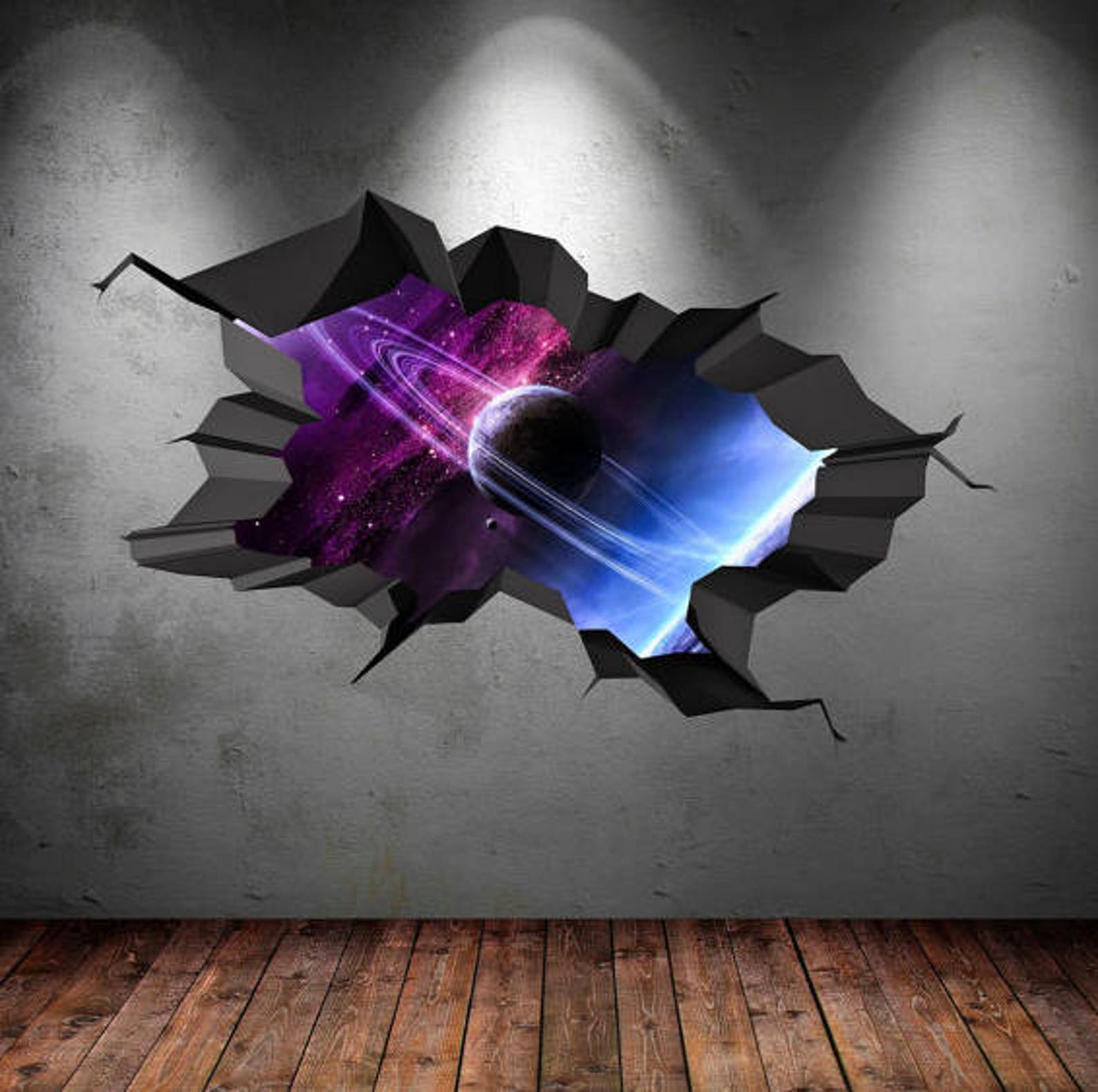 GALAXY 3D STICKER Cracked Wall Decal 3D Deep Space Decal | Etsy