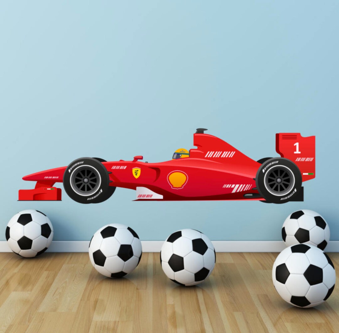 RACING CAR DECALS - Custom Car Sticker – Kids Room Wall Decal - Red Car ...