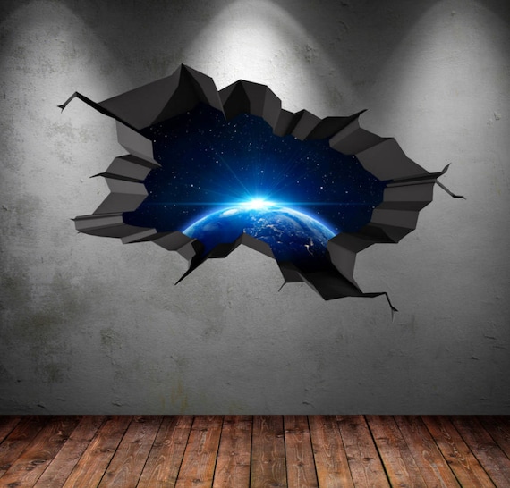 EARTH SPACE DECAL 3d Wall Sticker Sticker Wall Decal Galaxy | Etsy