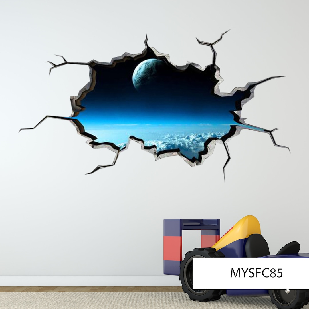 SPACE WALL DECAL, Earth Vinyl Sticker, Galaxy Illustration, Planet Wall ...