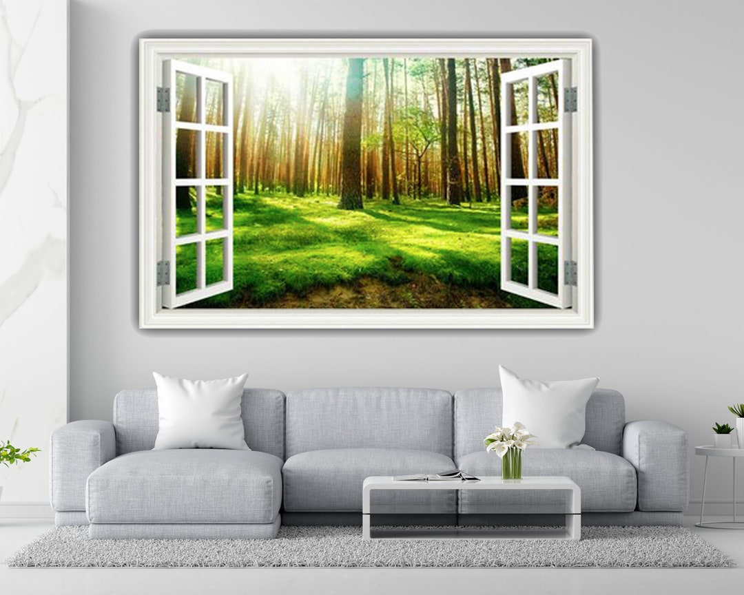 Forest Wall Decor, Tree Window Wall Decal, Nature View Wall Art ...