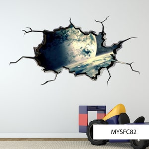 GALAXY WALL STICKER, Space Planet Decal, Earth Wall Sticker, Galaxy ...