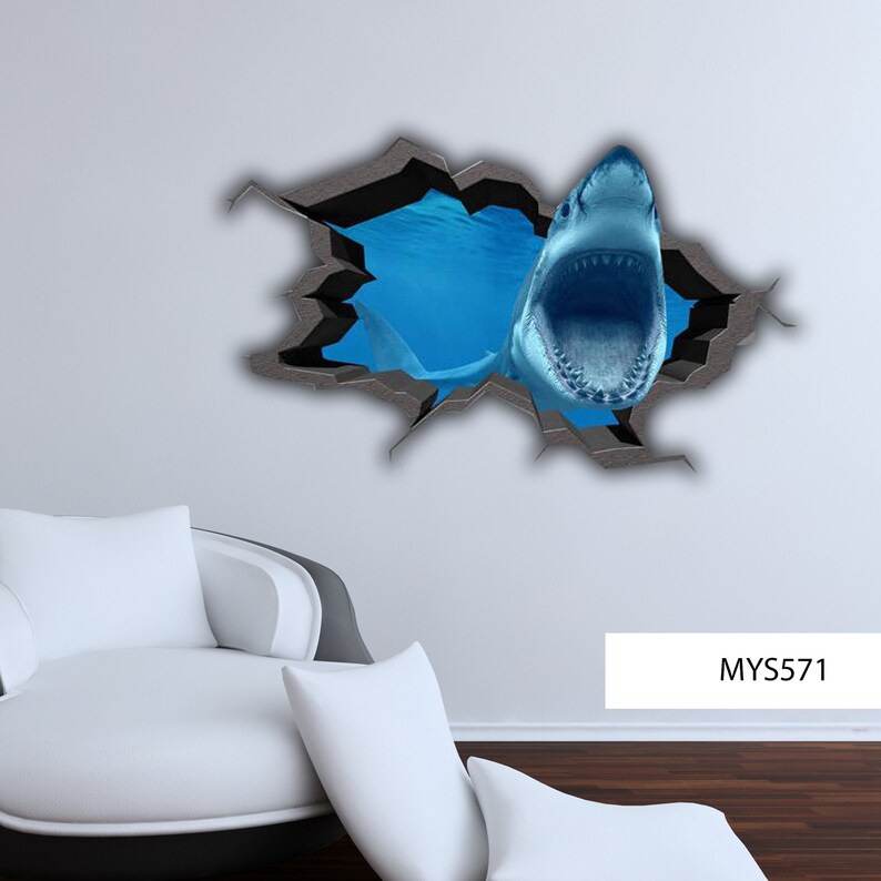 Shark Wall Decal, Great White Wall Sticker, Sea Life Wall Decals ...