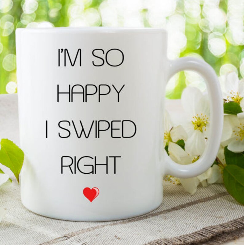 HAPPY COFFEE MUG Swiped Right Mug Ceramic Tea Cup Gift for - Etsy