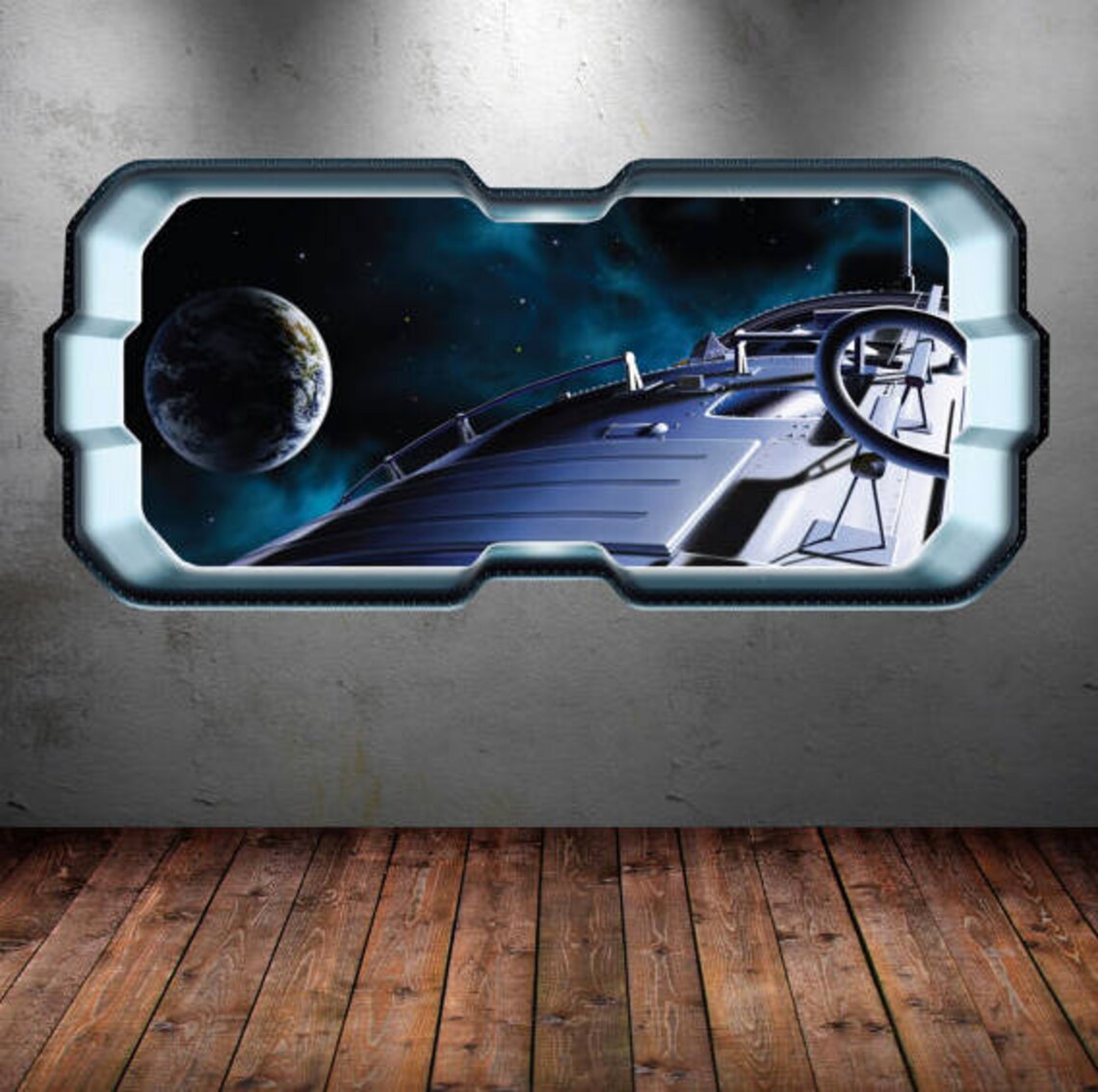 SPACE WALL DECAL Spacecraft Sticker 3D Space Station Wall | Etsy