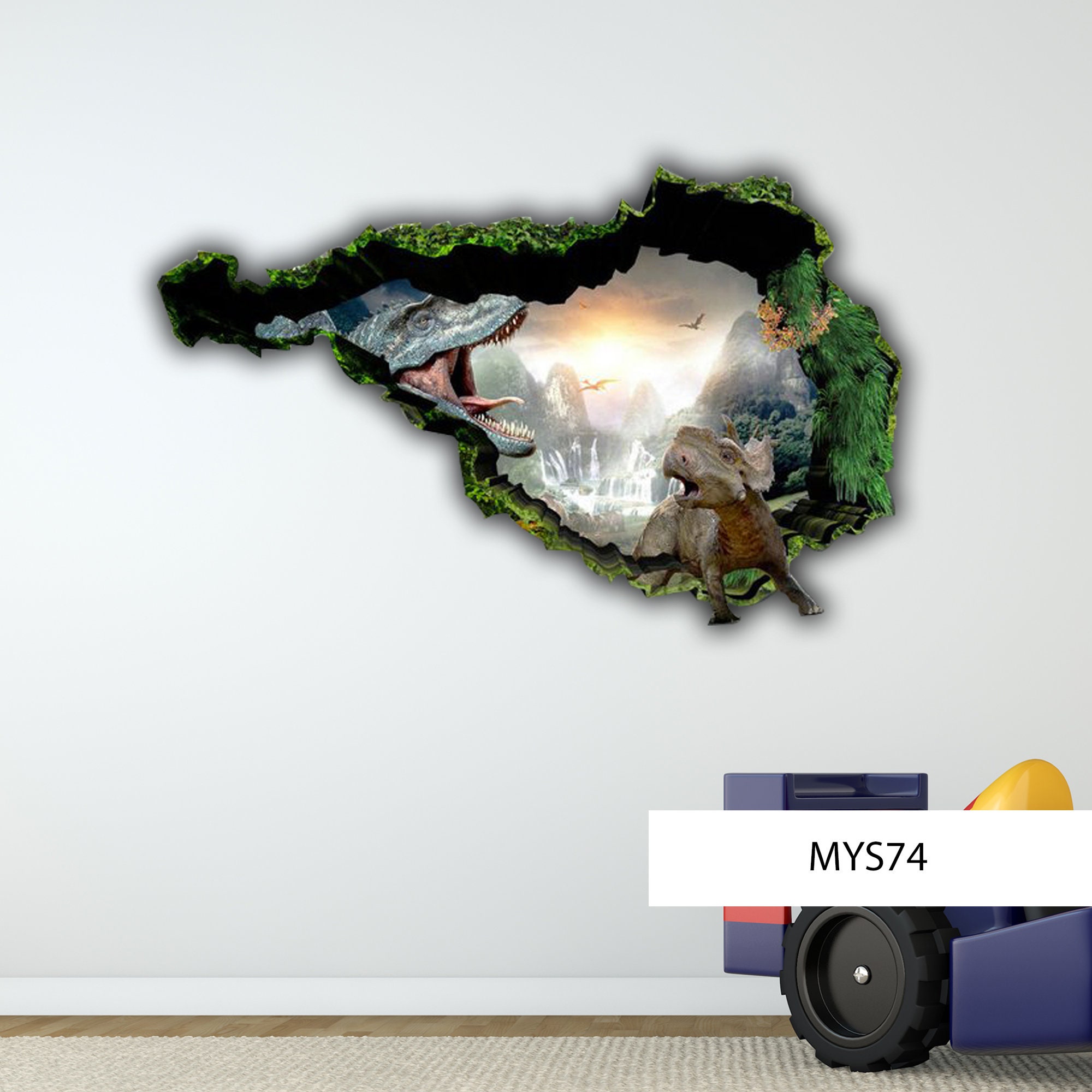 T-rex Dinosaur Wall Decal Kids 3D Wall Mural Dinosaur Wall - Etsy