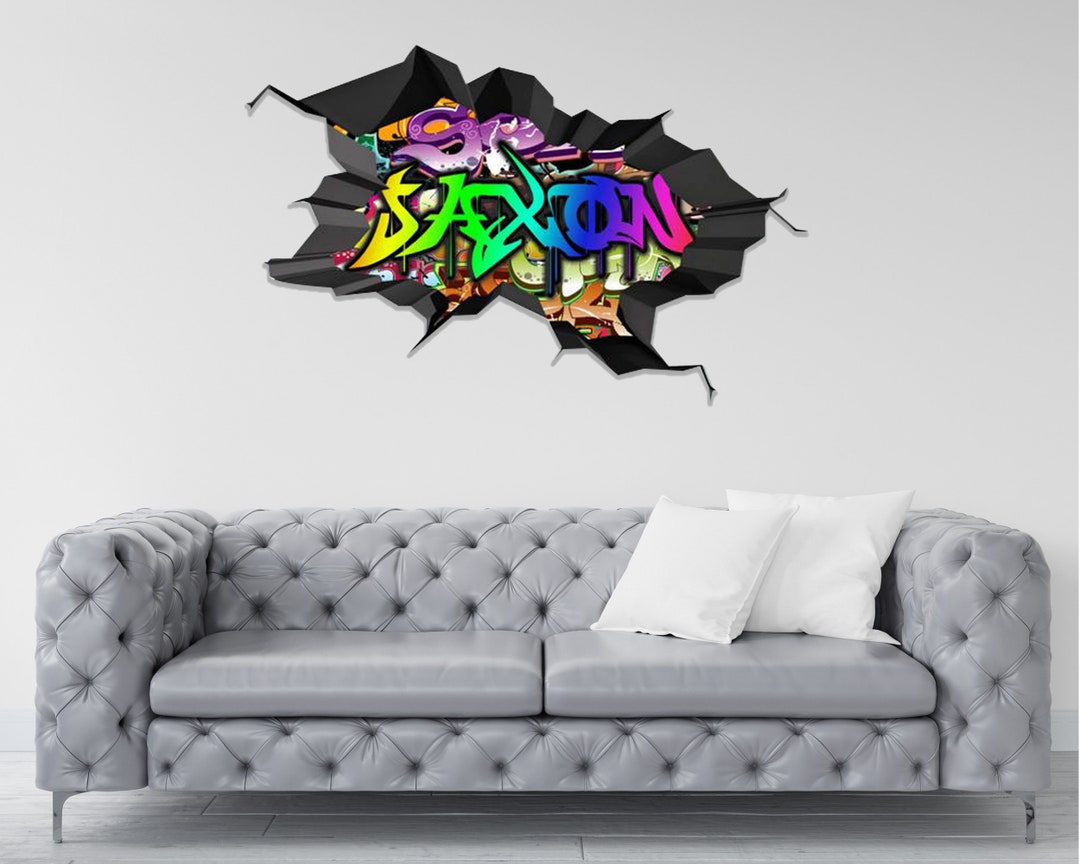 Personalized Wall Art Decal, Custom Graffiti Vinyl Sticker, Removable ...